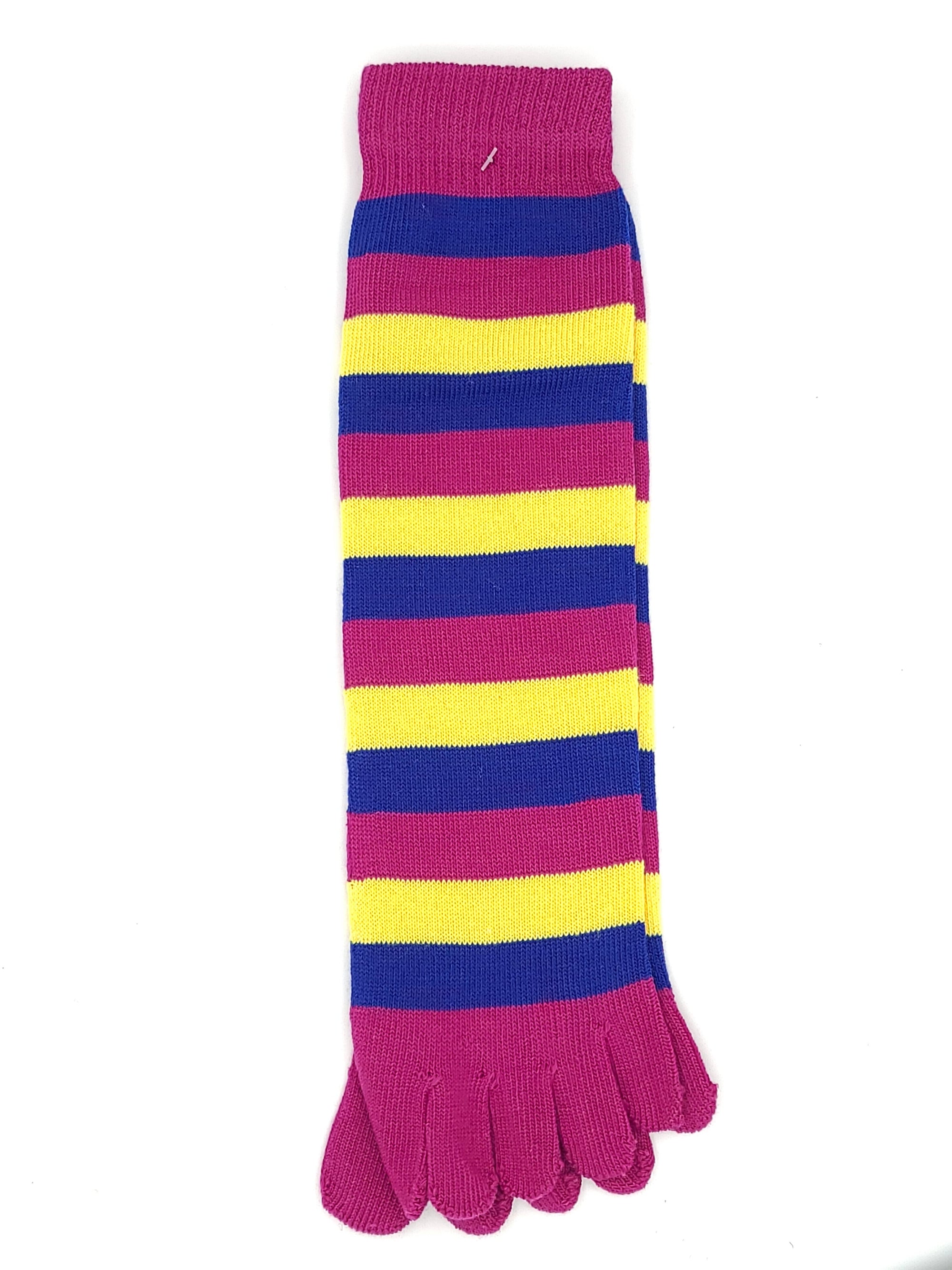 Purple Yellow and Blue Stripe Toe Socks| ToeHugger.com