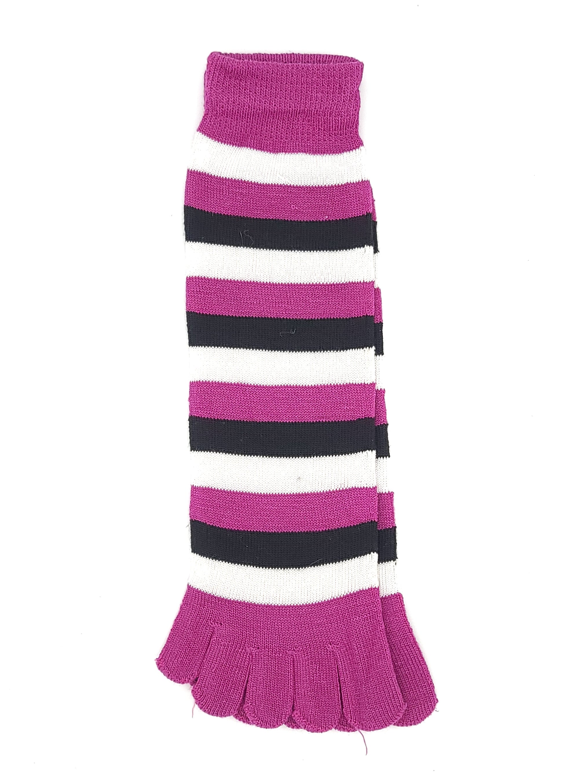 Sleek and Stylish Purple, Black, and White Stripe Toe Socks | ToeHugge ...